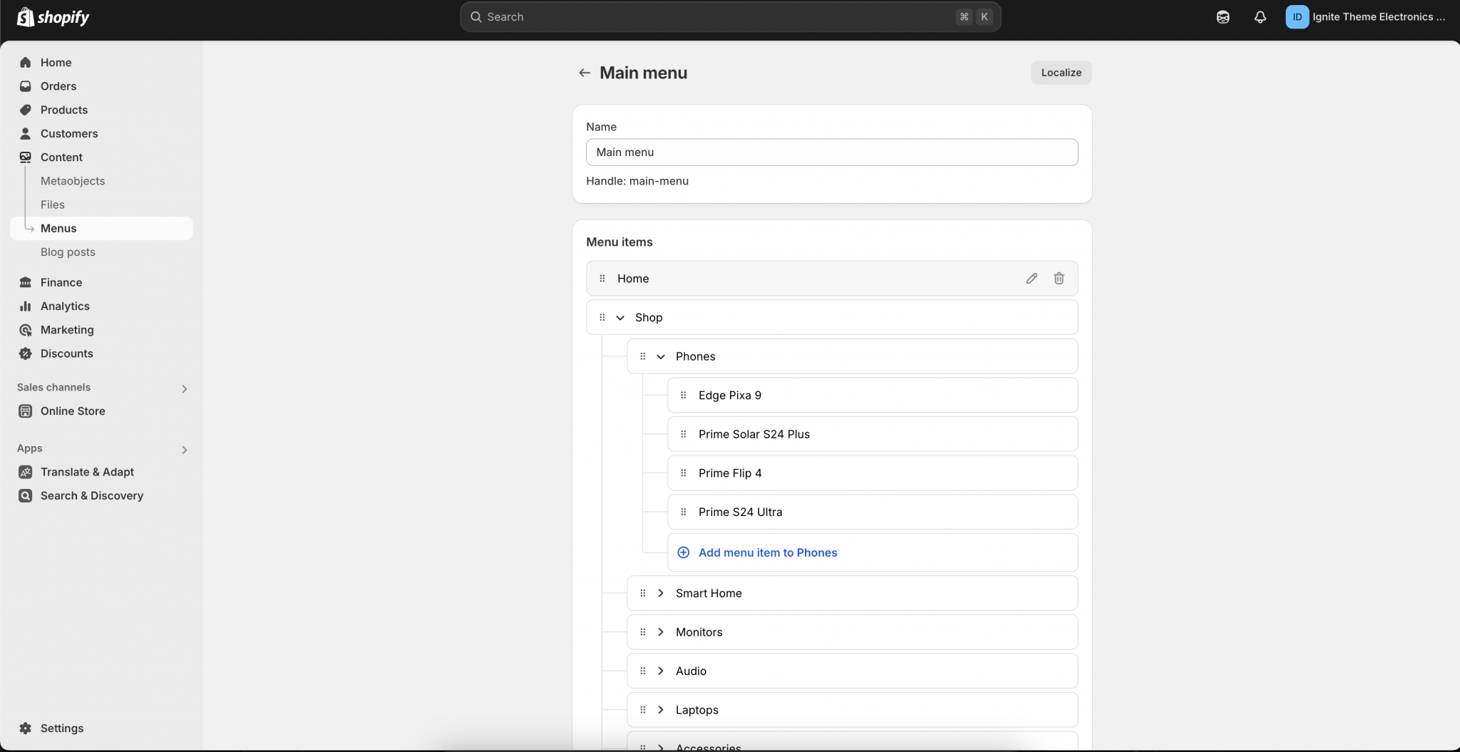 Header/navigation - Benchmark Themes